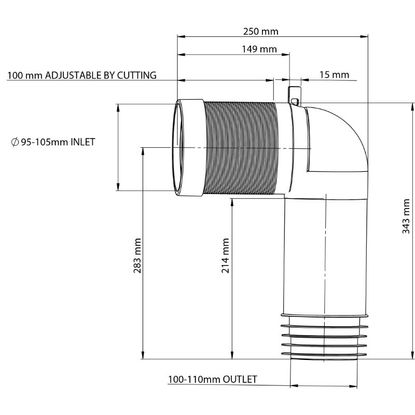 Back to Wall Pan Connector 90° Adjustable 0-15cm | Bathroom Accessories ...